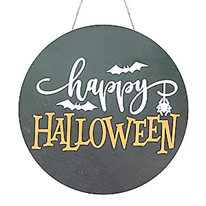 Scceatti Halloween Door Sign for Front Door Spooky Autumn Wreath Sign Home Decorative Vintage Garden Halloween Wall Hanging Ornament Welcome Decoration & Hangs Halloween Decor Patio Decor