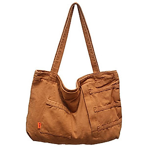 Canvas Tote Bag Shoulder Bag Womens Chic Hobo Bag Large Capacity Handbags Casual Canvas Beach Bag for Men Women