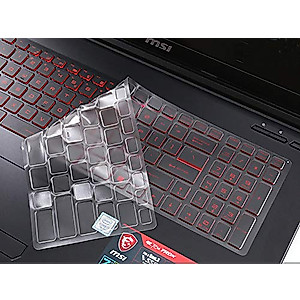 Clear Keyboard Cover Compatible for 15.6 inch MSI Gaming Laptop GS70 GP62 GL62M GT62VR GF62VR GE63VR GS63VR WS60 WS63VR, 17.3 inch MSI GL72M GF72VR GV72 GP72 GS73 GS73VR GT73VR GE72 GV72 GT72