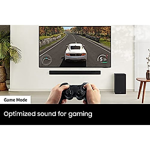SAMSUNG HW-B550/ZA 2.1ch Soundbar w/Dolby Audio, DTS Virtual:X, Bass Boosted, Subwoofer Included, Adaptive Sound Lite, Bluetooth Multi Device Connection, Wireless Surround Sound Compatible, 2022