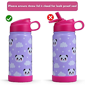FROSCOLD Kids Water Bottle with Leakproof Dust Free Straw Lid, 14oz Water Bottles Kids with Boot, Double Wall Stainless Steel Vacuum Insulated Kid Water Bottle for School Boys Girls Toddler (Fish)
