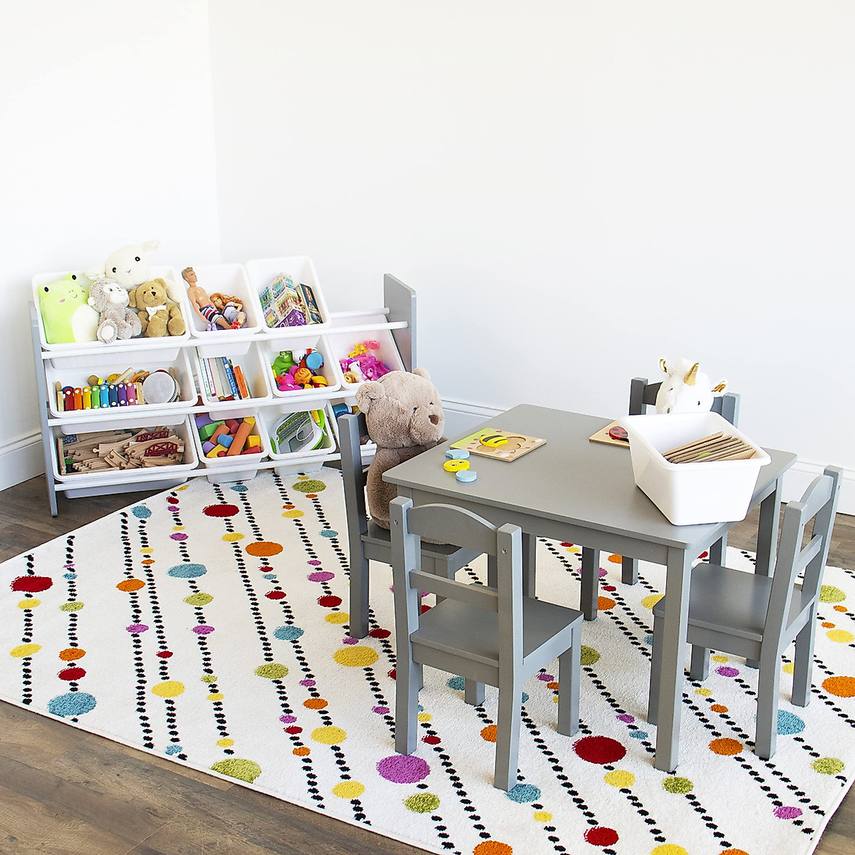 Humble Crew Made for Me Kids Toy Storage Organizer with 12 Storage Bins, Grey/White