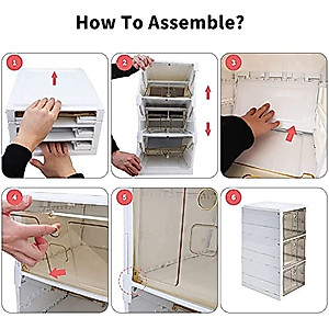 Shoe Storage Boxes Clear Plastic Folding Shoe Box Storage Containers, 3 Layers Shoe Box Organizer for Women Men Plastic Dustproof for Sneaker, Heel, Sandal, White