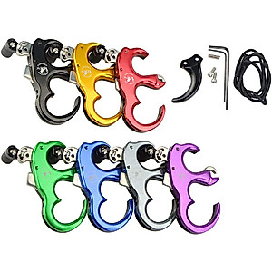 SHARROW Bow Release Aid 3/4 Fingers Automatic Archery Release Aluminium Alloy Thumb Trigger for Compound Bow Accessory (Green)