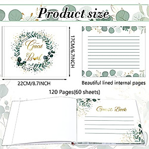 Wedding Guest Book 120 Pages Guest Sign in Book Guest Registry Guestbook White Cover with Gold Foil Guest Book, 6.7 x 8.7 Inches Hardbound (Leaf Style)