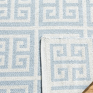 SAFAVIEH Montauk Collection Area Rug - 8' x 10', Light Blue & Ivory, Handmade Greek Key Cotton, Ideal for High Traffic Areas in Living Room, Bedroom (MTK724K)
