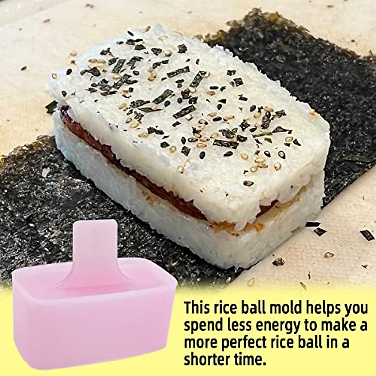 3 Pack Rice Ball Mold & White Rice Paddle Spam Musubi Maker Mold Sushi Making Kit Non Stick Musubi Press Onigiri Molds Spam Rice Mold Luncheon Meat Press Home Kitchen Lunch Bento DIY for Kids