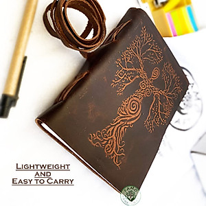 Handmade Leather Journal Tree of Life Mother Earth Embossed Leather Bound Writing Notebook Diary, Best Gift for Travel Diary, Writing Notebook Sketchbook Office Handbook 5 x 7 inches for Men & Women