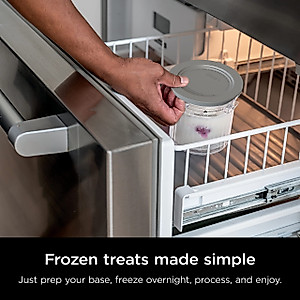 Ninja CREAMi Breeze Pints 2 Pack, Compatible with NC100 & NC200 Series CREAMi Ice Cream Makers, Genuine Ninja Pint, BPA-Free & Dishwasher Safe, Grey Lids, 1 Pint Each, Clear/Grey, XSKNC1PNT2