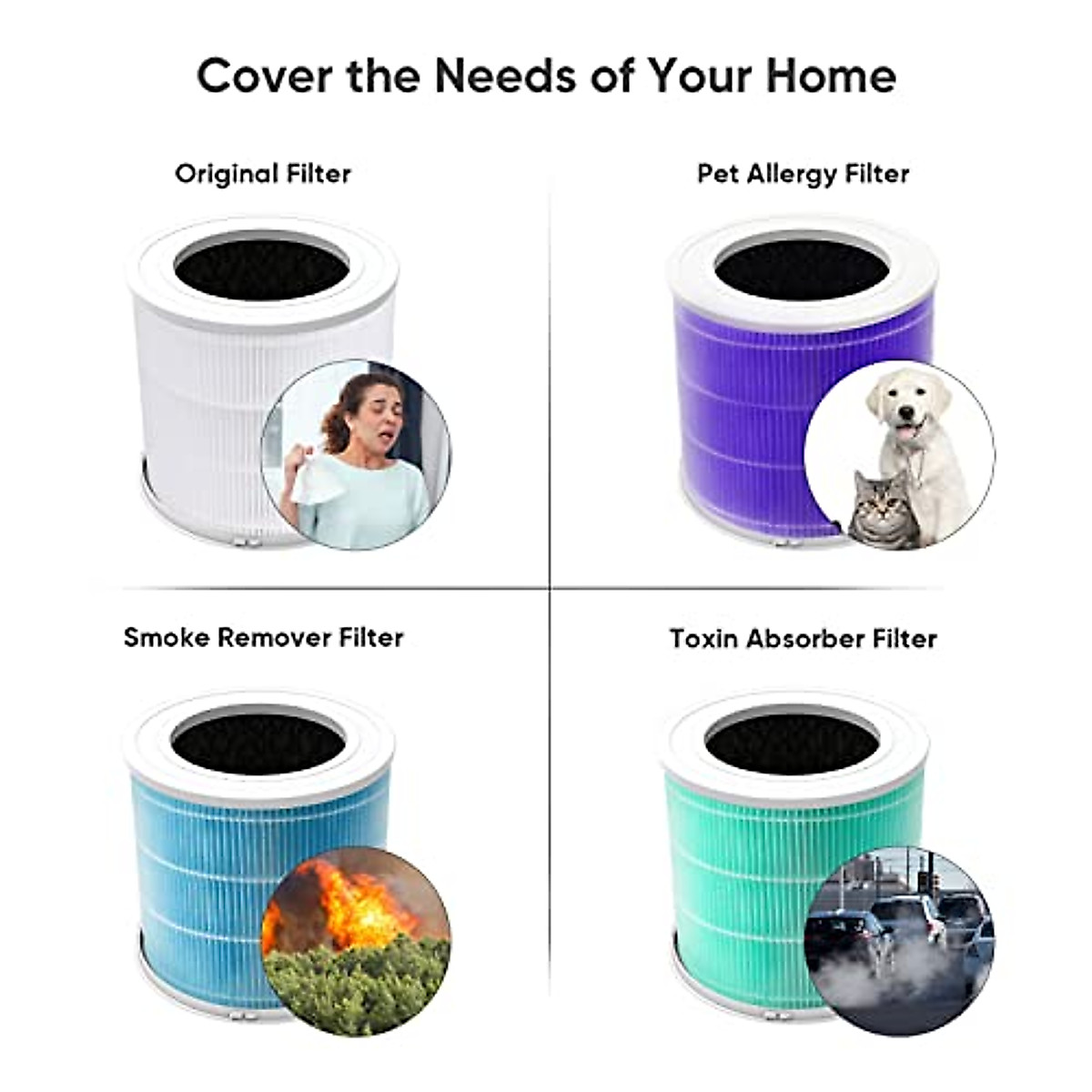HEPA Air Purifiers for Home Large Room, CADR 300+m³/h 1290ft², H13 true HEPA filter remove 99.97% of dust, mold, allergies, odor, pets hair dander, smoke, pollen