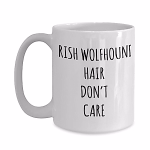 Funny Irish Wolfhound Hair Don't Care Coffee Mug Tea Cup Mug for Dog Lovers Gag Mug for Men and Women