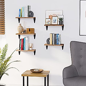 Wallniture Arras 11" Floating Shelves, Bookshelf for Living Room Decor, Bedroom Decor, Office & Kitchen Organization, Bathroom Organizer, Burnt Finish Set of 5