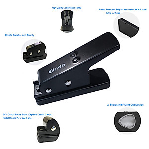 Elrido Guitar Picks Maker DIY Guitar Pick Punch Cutter with Leather Key Chain Pick Holder and 2 Pick Strips Sheet, Guitar Picks Making Tool Puncher Plectrum Punch Perfectly Every Time (1mm, Black)