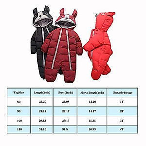 ALLAIBB Toddler Baby Boy Girl Winter Snowsuit Coat Thick Outwear Warm Hood Snow Suit Jumpsuit