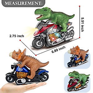 Dinosaur Toys for Kids 3-5 Dino Toy Cars, Kids Dinosaur Toys Toddler Boy Toys Vehicle Playsets with Flashing Lights for 5-7 Boys Girls, Boy Toys Age 3-5, Christmas Birthday Gifts for Kids 2 Pack