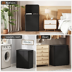 Lifewit 145L Laundry Basket with Lid, Large Double Laundry Hamper 2 Section Dirty Clothes Hamper for Bedroom with 2 Removable Laundry Bags, Black