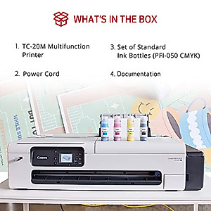 Canon imagePROGRAF TC-20M 24" Large Format Poster & Plotter Printer - Scanner Included - Enlarge Copies - Compact - Automatic Roll & Cut Sheet Paper Feeder, Ships with 280ml of Ink - USB, Wi-Fi, LAN
