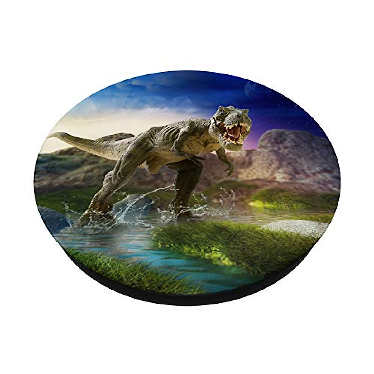 Scary Cute T-Rex Roar Dinosaur With Cloudy Blue Sky Scene PopSockets PopGrip: Swappable Grip for Phones & Tablets