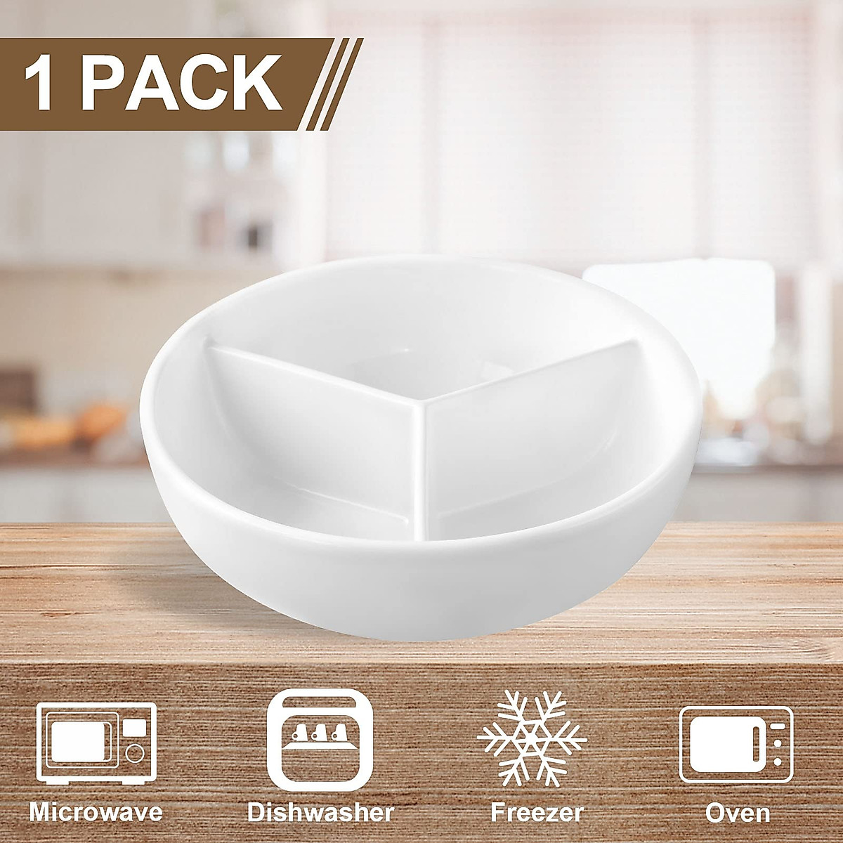 Cinf Ceramic Cereal Bowl 3 Section Separate Milk Keeps Fresh Crunchy Microwave Safe Anti Soggy Ice Cream Topping Yogurt Fries Ketchup Soup Salad Dessert Bowls Gifts