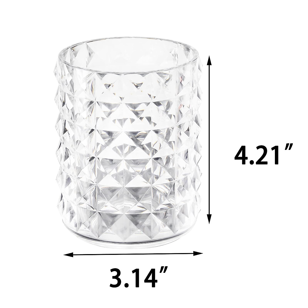 Funtygy Acrylic Makeup Brush Holder Organizer, Clear Pencil Pen Holder, Crystal Cosmetics Brushes Cup Storage Solution, Round