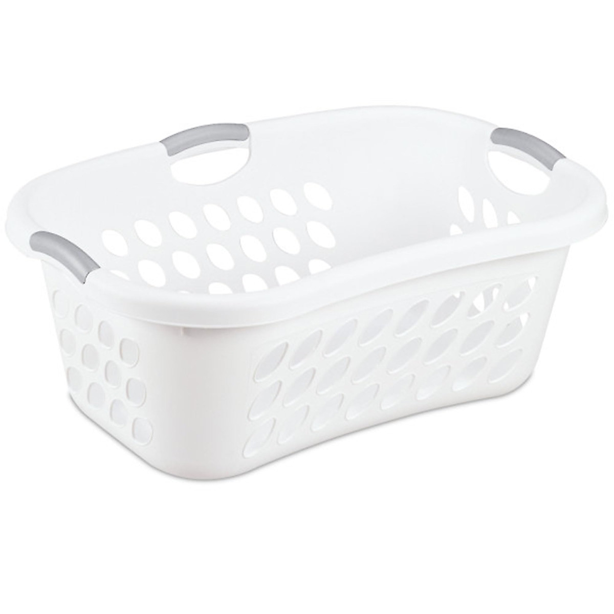 Sterilite 12108006 1.25 Bushel/44 Liter Ultra Hip Hold Laundry Basket, White Basket w/ Titanium Inserts, 6-Pack