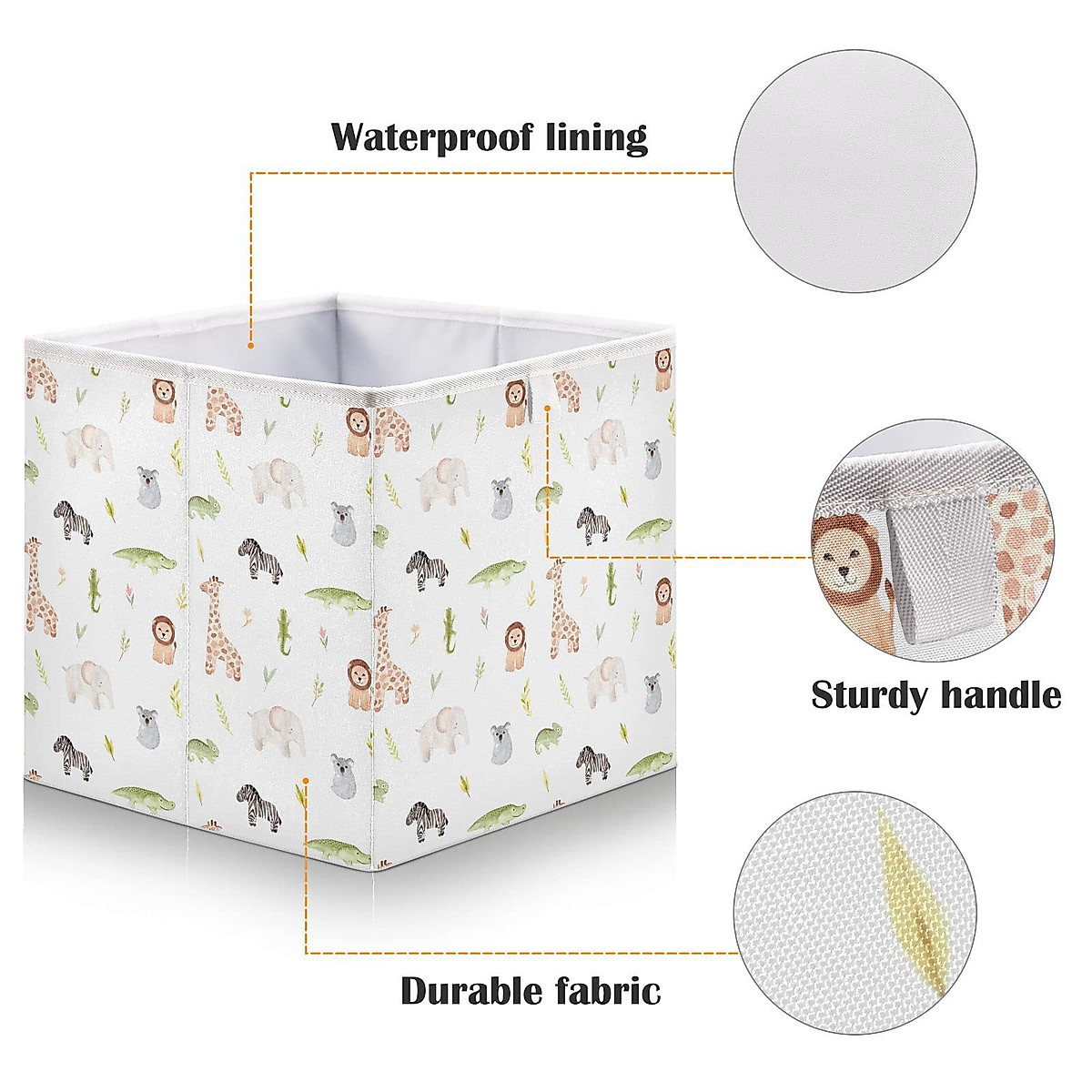 Kigai Safari Animals Rectangular Storage Bins - 16x11x7 In Large Foldable Storage Basket Fabric Storage Baskes Organizer for Toys, Books, Shelves, Closet, Home Decor