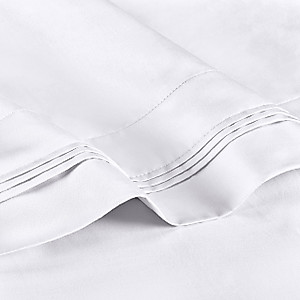 SUPERIOR 1000 Thread Count Egyptian Cotton Pillowcase Set, Pillow Covers for All Pillows and Sleepers, Soft Pillowcases for Bed Fashion, Basics, Large Cases, 2-Piece Set- Standard, White