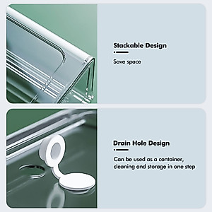 elabo 32 Grid Large Capacity Egg Holder for Refrigerator, Stackable Refrigerator Organizer Drawers with Removable Drain Tray, Fridge Organizer Bins, Pull Out Food Storage Container Bins with Drawers