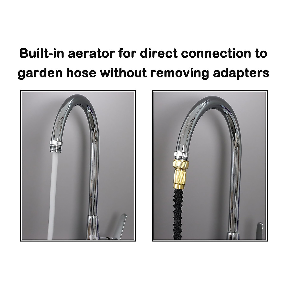 walkinginrain Faucet Adapter with Aerator, Sink Faucet to Garden Hose Adapter, Faucet Adapter to Garden Hose for Kitchen and Bathroom, 3/4" GHT Thread Chrome