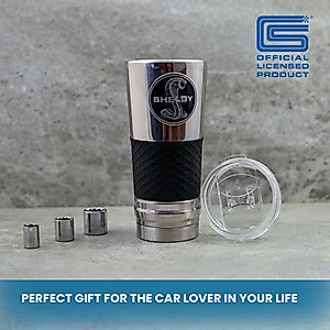 Carroll Shelby® Double-Walled Insulated Stainless-Steel 24 oz Tumbler Mug | Vacuum Insulation | Accommodates Hot or Cold Drinks | Spill-proof Threaded Snap Fit Lid | Matching Silicone Grip