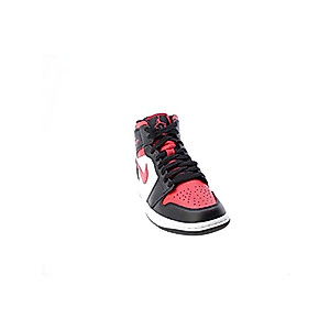 Nike Men's Air Jordan 1 Mid Sneaker, White/Black-red, 10.5