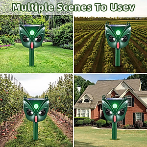 2 Pcs Solar Ultrasonic Animal Repeller Outdoor Solar Animal Repellent with Motion Detector&Flashing Lights Waterproof for Rat, Squirrel, Deer, Raccoon, Skunk, Rabbit, Mole, Dog, Cat(Green)