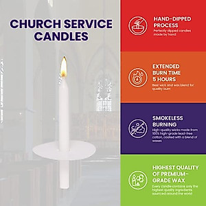 Exquizite 256 Church Candles with Drip Protectors - Hidden Wicks - Light and Burn as Usual - Vigil Candles, Memorial Candles, Congregational Candles, Christmas Eve Candles - 5" H X 1/2" D