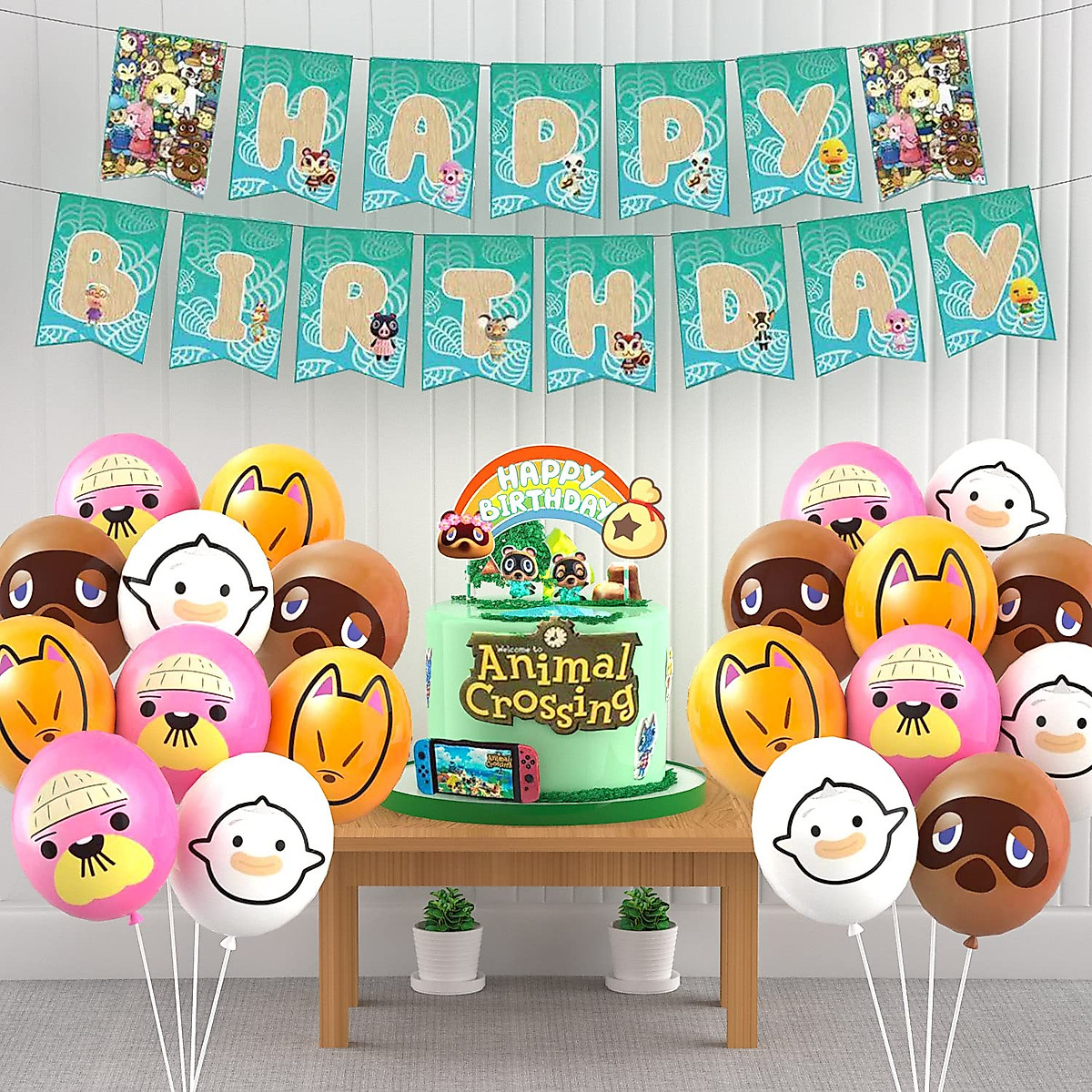 Heidaman Animal Crossing Birthday Party Supplies Animal Crossing Birthday Decorations Include Animal Crossing Banner Balloons Cake Toppers