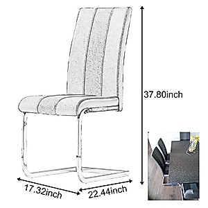 ENJAOUSLF Dining Chairs Set of 4 Faux Leather Kitchen Chairs with Chrome Chairs Upholstered Dining Chairs with High Back Living Room Side Chairs Modern Armless Office Chairs, Gray