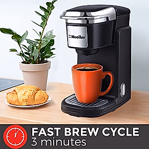 Mueller Ultimate Single Serve Coffee Maker, Personal Coffee Brewer Machine for Single Cup Pods, 10oz Water Tank, Quick Brewing, One Touch Operation, Compact Size,for Home,Office, RV