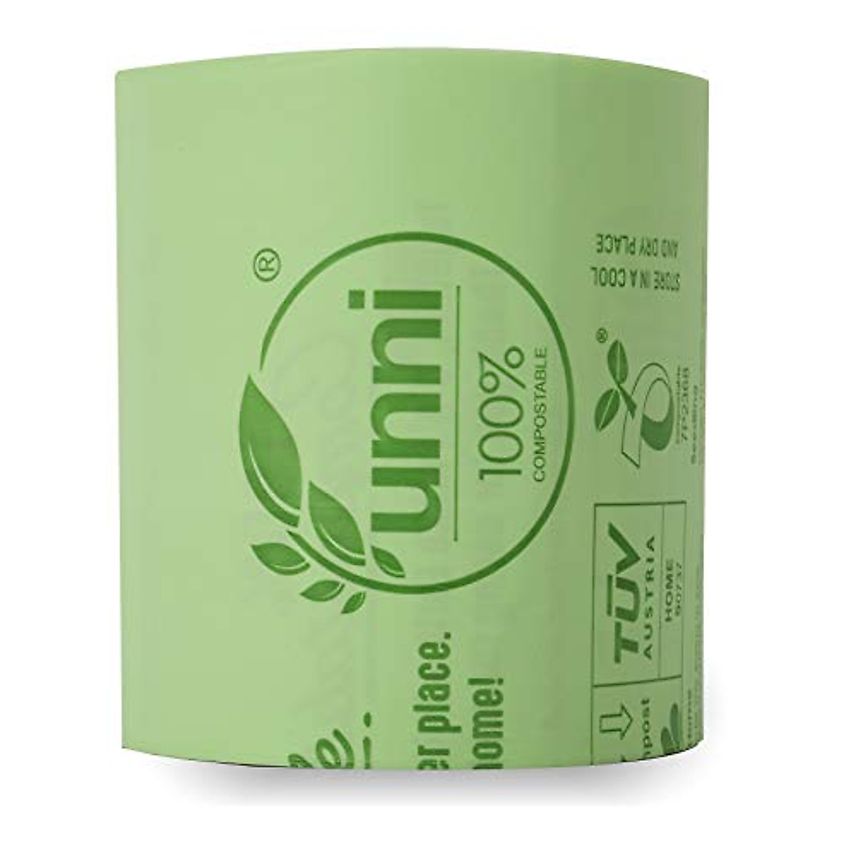 UNNI 100% Compostable Bags, 13 Gallon, 49.2 Liter, 50 Count, Heavy Duty 0.85 Mil, Tall Kitchen Food Scrap Waste Bags, ASTM D6400, EN 13432, US BPI and Europe OK Compost Home Certified, San Francisco