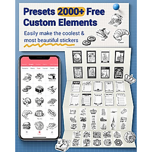 Memoking Inkless Bluetooth Printer - HD 300dpi Photo Sticker Printer Machine Mini - M02 Pro Thermal Mini Printer for Pad&Phone - 2" Mini Sticker Maker Machine Printer for Memo,Photo,DIY,Fun,1D/QR,Logo