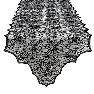Halloween Table Runner, Black Lace Spider Webs Table Runners for Halloween Table Decor, 18 X 72 Inch Creepy Cover Table Runner Halloween Decorations Halloween Party Dinner Table Centerpiece Decoration