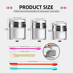 JPNK Airless Pump Bottles Empty Cosmetic Container with Silicone Spatula Set for Creams Gels Lotion Toiletry (Silver)