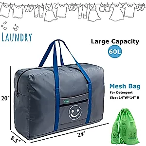 BUBBLE Traveling Laundry Bag, Camp Laundry Bags With Strap, Large Laundry Bags for Travel, Dirty Clothes Bag, Washable Nylon Laundry Bag With Handles For Boys Girls College Students Heavy Duty
