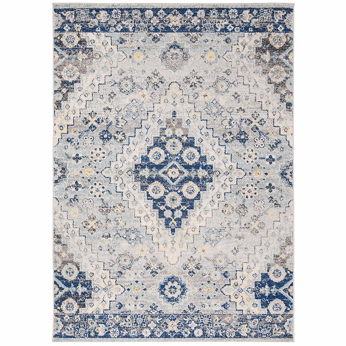 SAFAVIEH Madison Collection Accent Rug - 4' x 6', Grey & Cream, Diamond Medallion Distressed Design, Non-Shedding & Easy Care, Ideal for High Traffic Areas in Entryway, Living Room, Bedroom (MAD616F)
