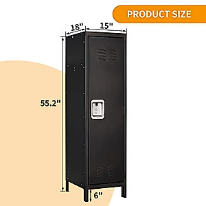 STANI Metal Locker, Metal Cabinet for Home Office, Metal Storage Locker with Doors and Shelves, Lockable File Cabinet Organizer Coat for Gym, School, Office