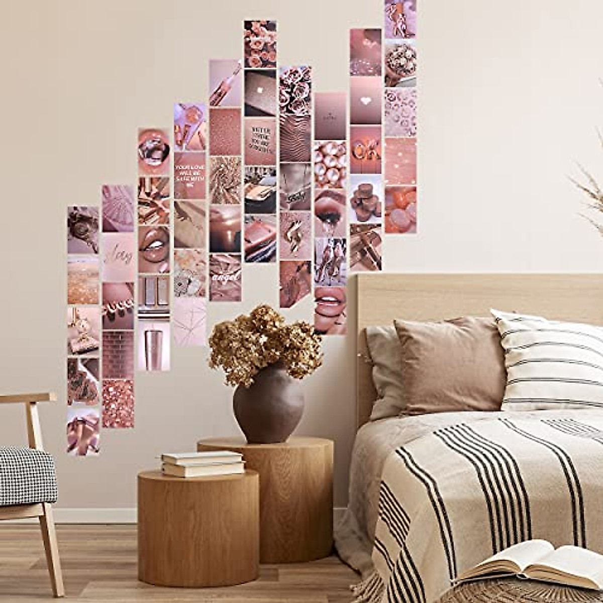 East Coast Mart Wall Collage Kit - 50 Pcs, 4x6 Inches, Photo Collage kit for Wall Aesthetic, Dorm Photo Display, Rose Gold Room Décor Aesthetic for Teen Girls