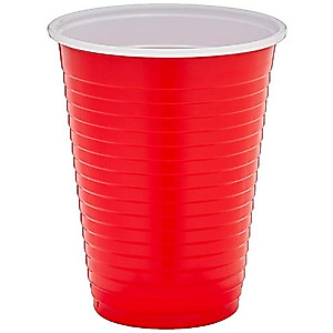Amazon Brand - Solimo 18oz Disposable Plastic Party Cups, 200 Count, Red