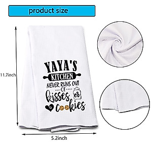 POFULL Yaya Gift Grandma Yaya's Kitchen Never Runs Out of Kisses and Cookies Dish Towel (Yaya Towel)