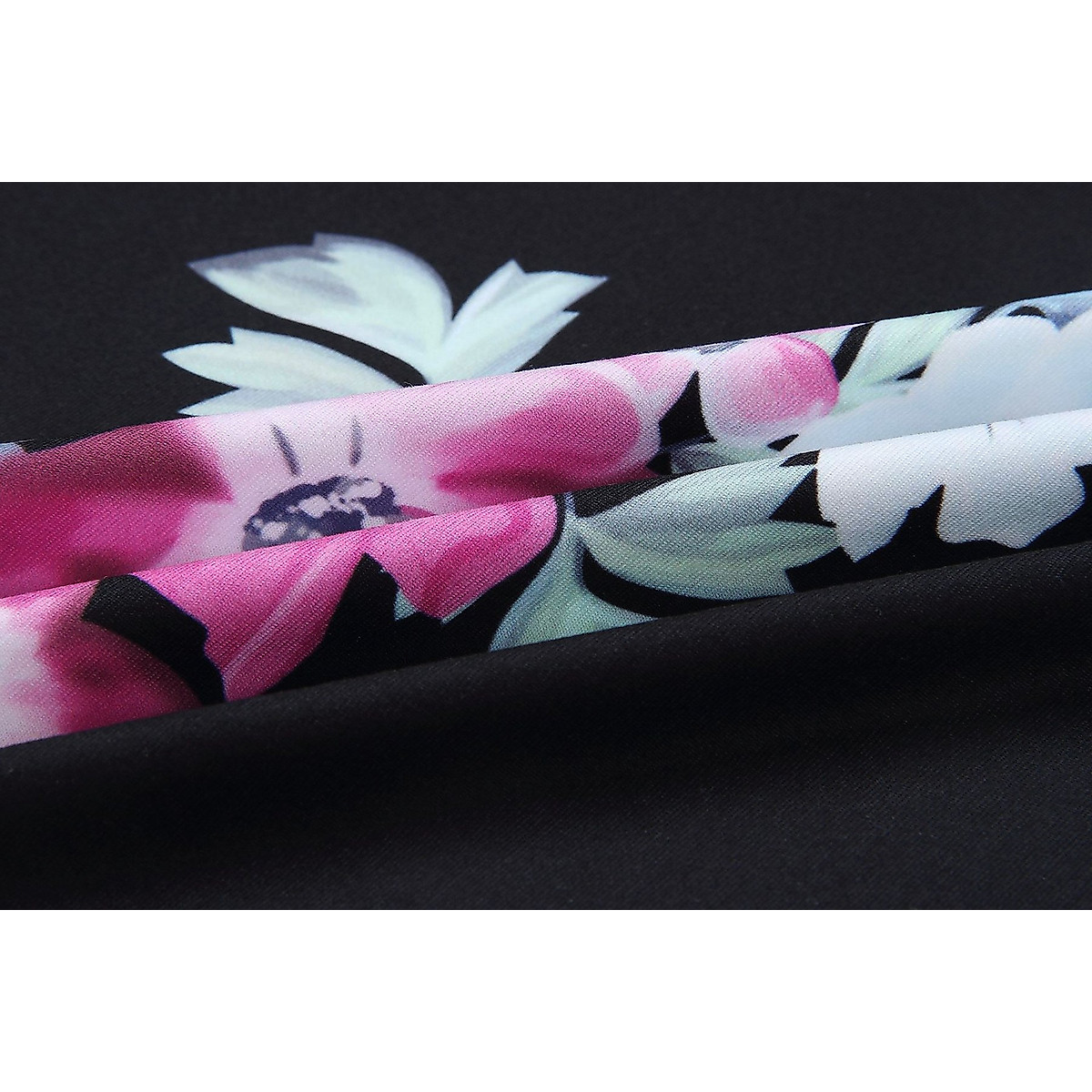 AMiERY Women's Casual Pajama Pants Lounge High Waisted Wide Leg Comfy Drawstring Floral Print Palazzo Pj Bottoms Pants Black XL