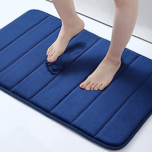 Buganda Memory Foam Bath Mat Rug, 30" x 20", Ultra Soft and Non-Slip Bathroom Rugs, Water Absorbent and Machine Washable Bath Rug for Bathroom, Shower, and Tub, Navy Blue