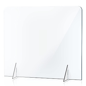 NO Cutout Sneeze Guard Panel for Counter and Desk, Portable Clear Acrylic Shield No Opening, Protective Plexiglass Shield Without Opening for Office, School, and Retail Store