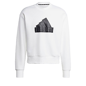 adidas Men's Future Icon Badge of Sport Crewneck, White/Black, Large